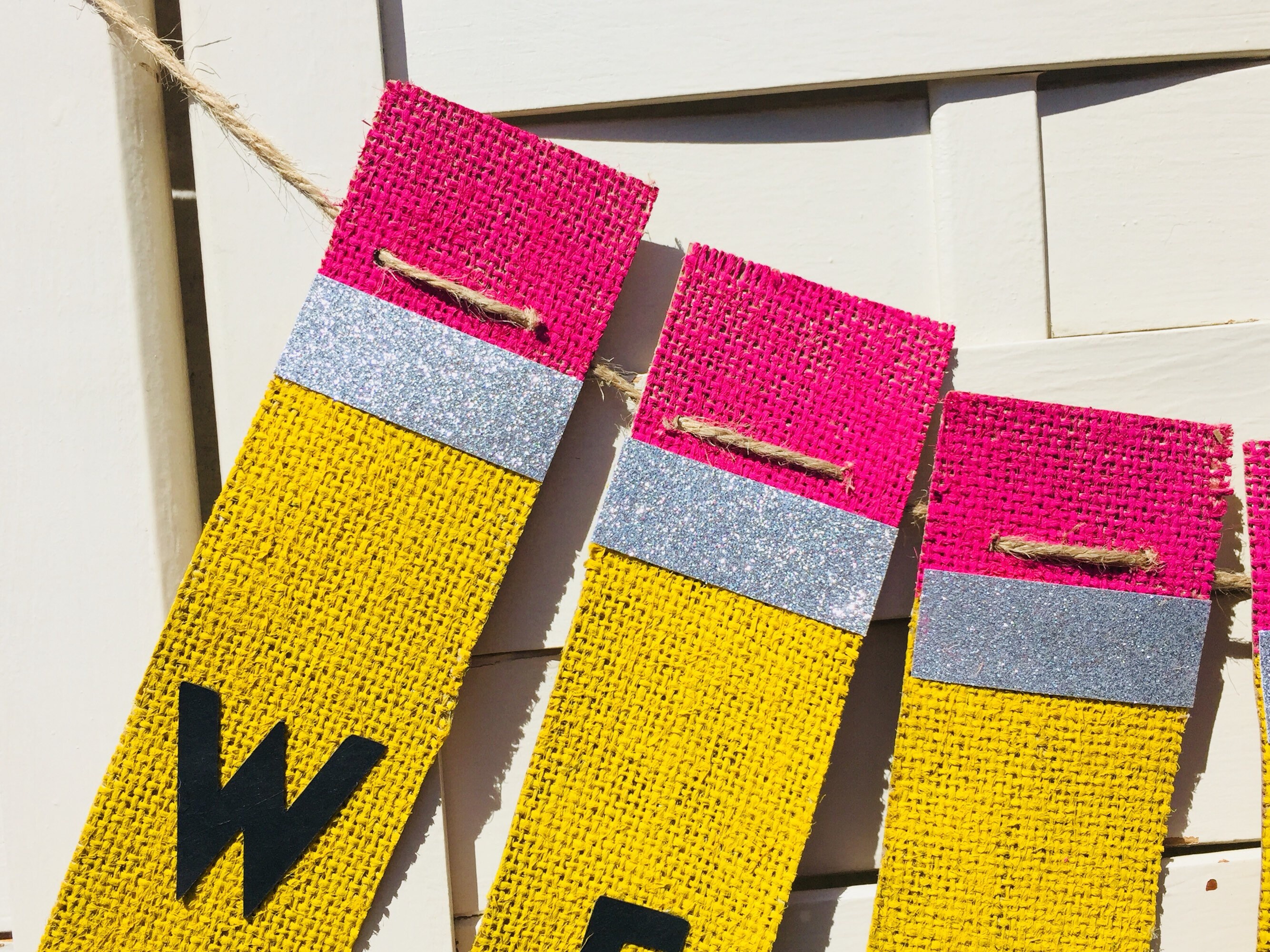 Welcome Burlap Pencil Banner Write Banner-teacher | Etsy