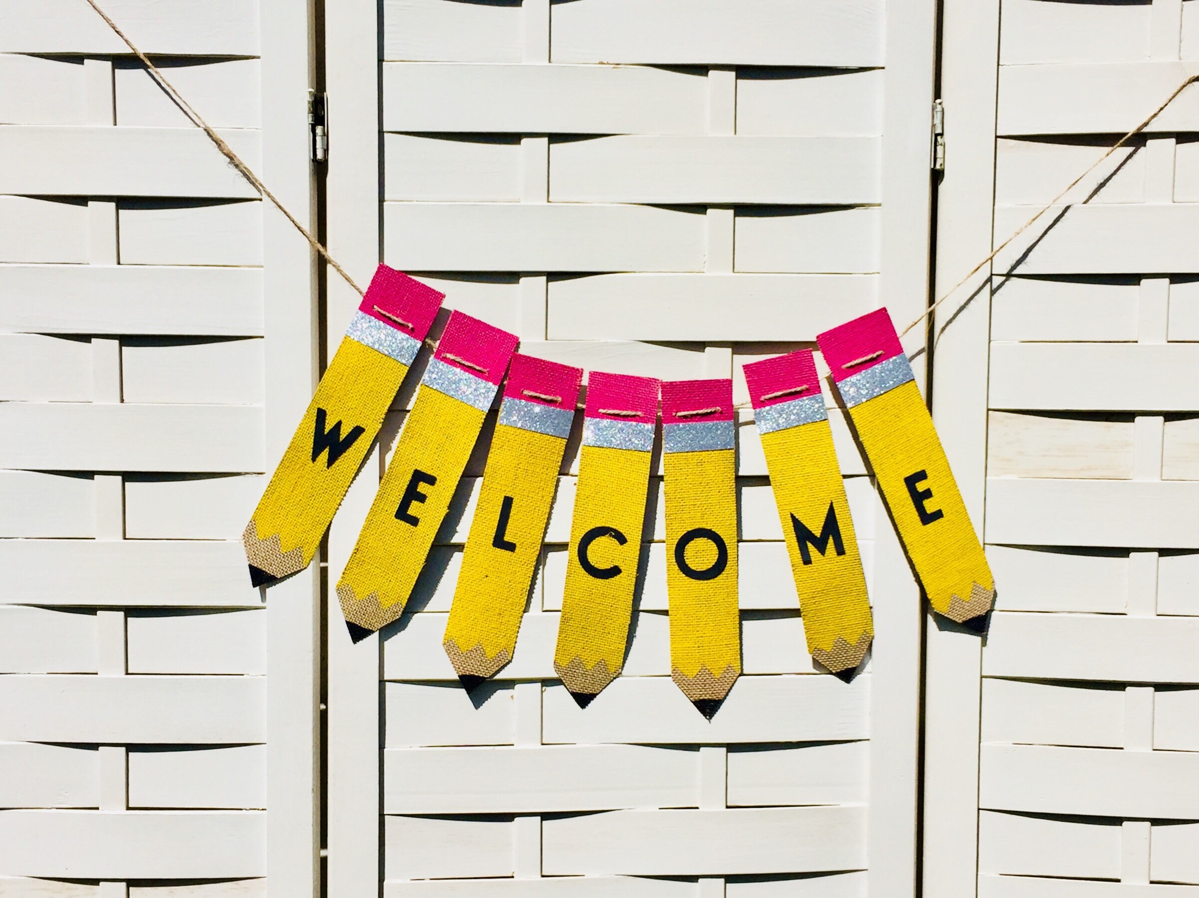 Welcome Burlap Pencil Banner Write Banner-teacher | Etsy