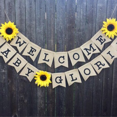 Sunflower Baby Shower Decorations Welcome Baby Banner - Etsy