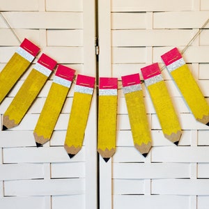 Burlap Pencil Banner- Write Banner-teacher Gift-classroom Decoration ...