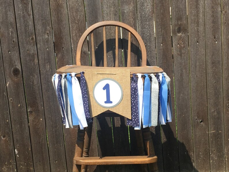 Navy Blue Baby Blue and Gray High Chair Banner First | Etsy