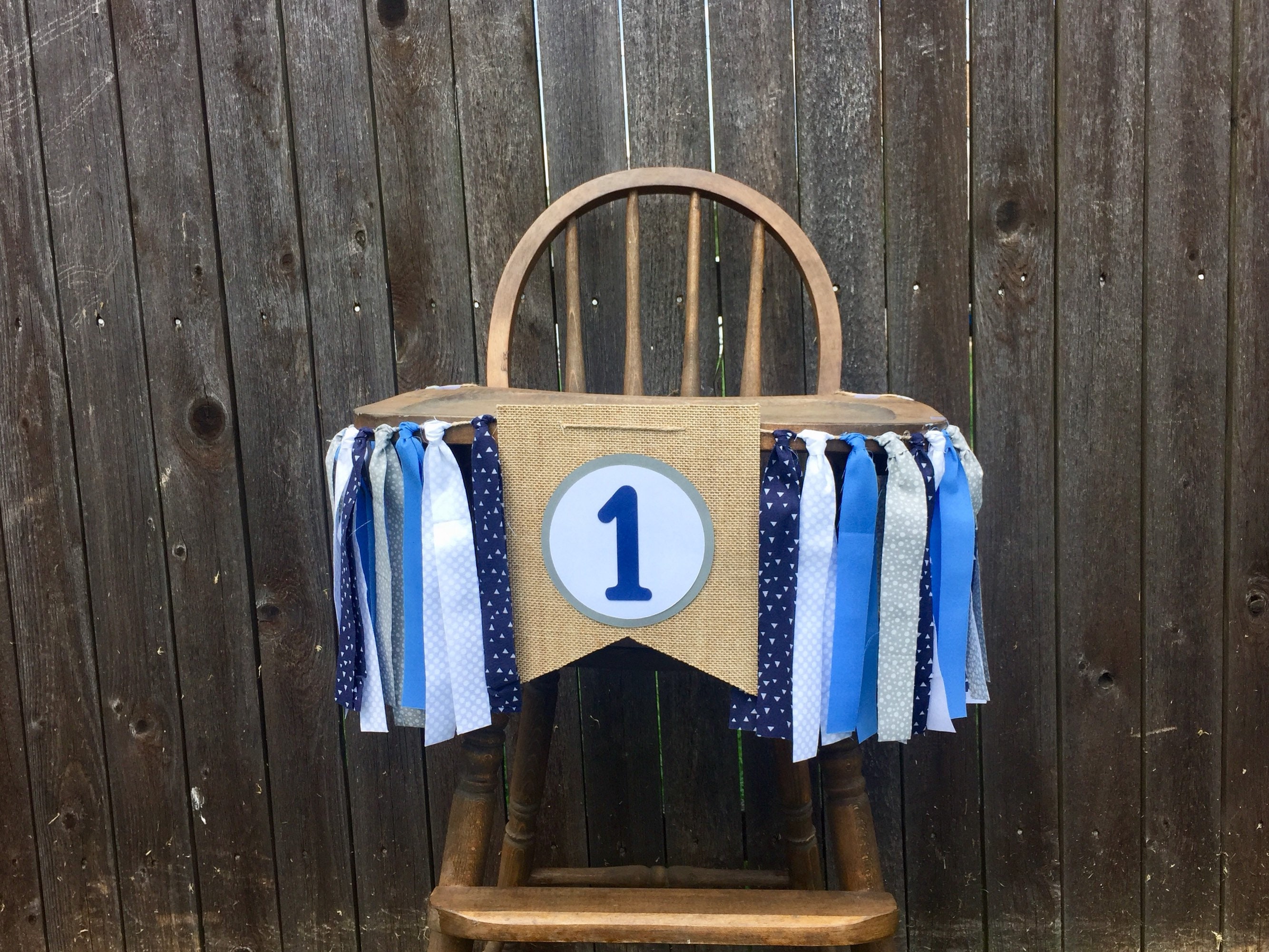Navy Blue Baby Blue and Gray High Chair Banner First | Etsy