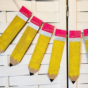 Burlap Pencil Banner- Write Banner-teacher Gift-classroom Decoration ...
