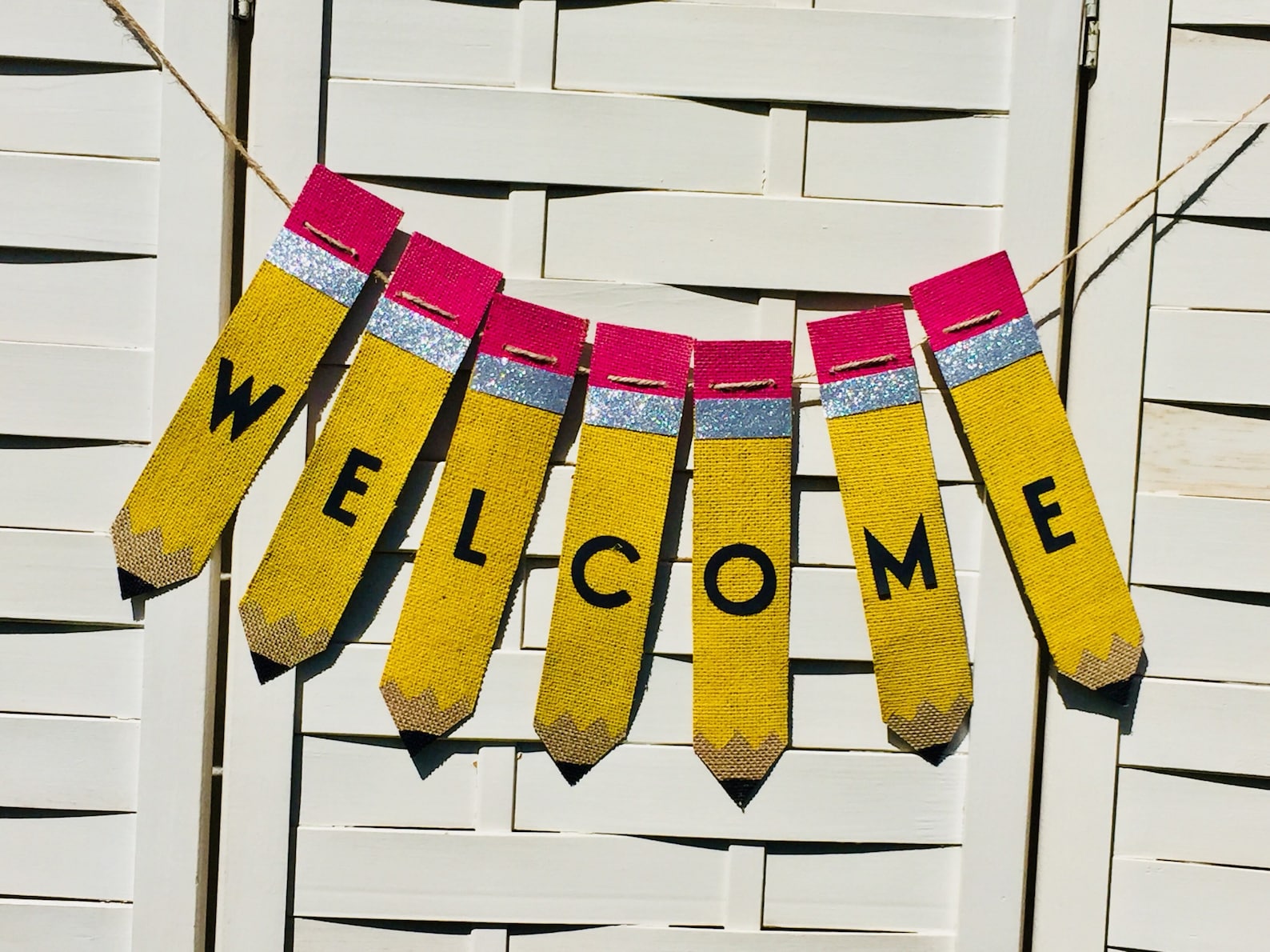 Welcome Burlap Pencil Banner Write Banner-teacher - Etsy