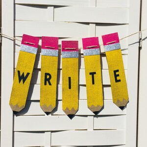 Write Burlap Pencil Banner- Write Banner-teacher Gift-classroom ...