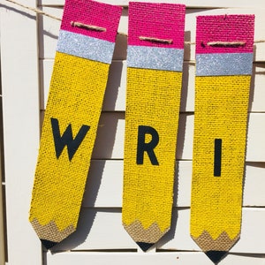 Write Burlap Pencil Banner- Write Banner-teacher Gift-classroom ...