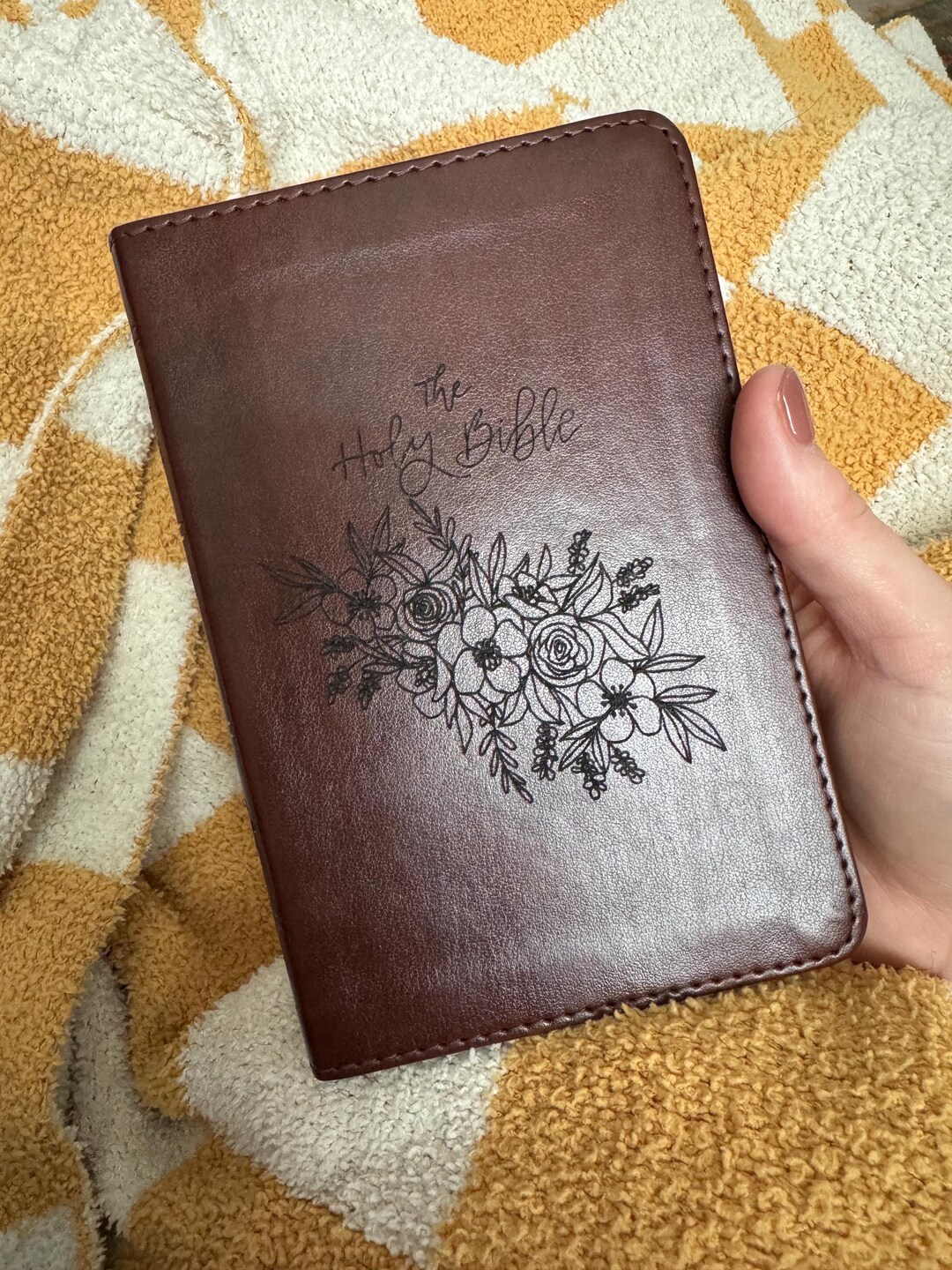 Compact ESV Leather Bible Engraved With Florals, Beautiful Bibles for ...