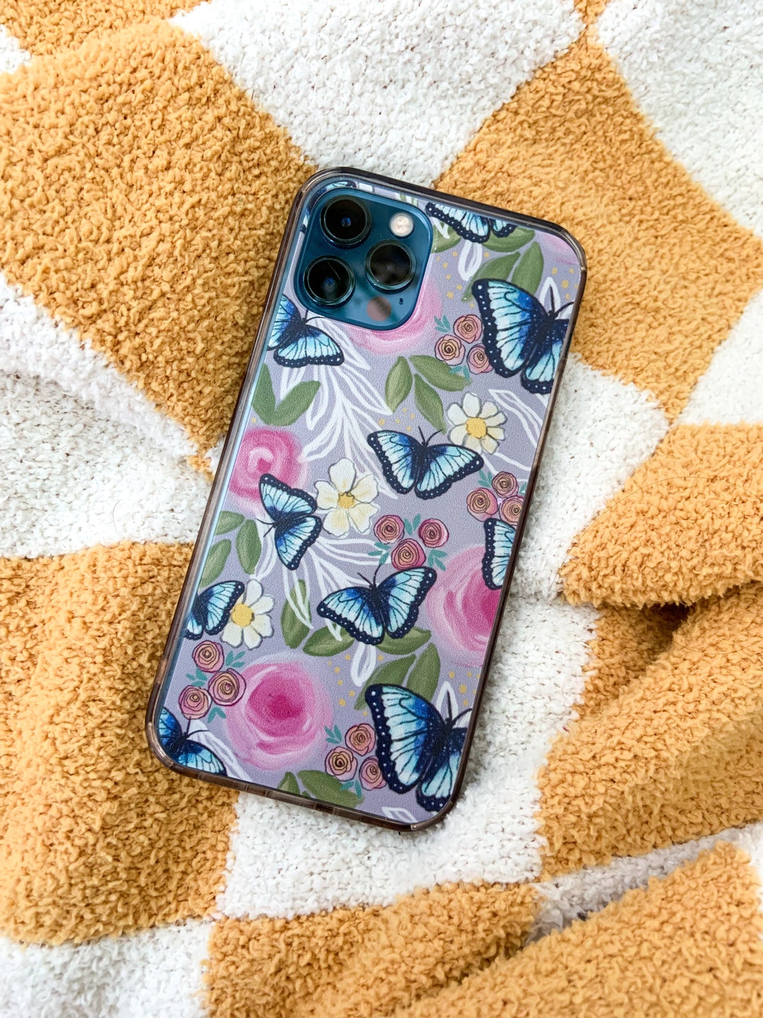 Butterflies and Flowers Clear Case for Iphone® Butterflies and Florals ...