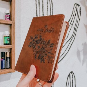 Compact ESV Leather Bible Engraved With Florals, Beautiful Bibles for ...