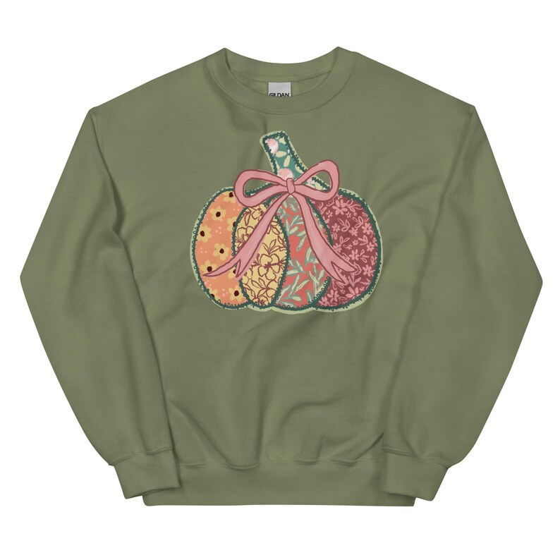 Cute Patchwork Pumpkin Print With Bow Sweatshirt, Cottagecore ...