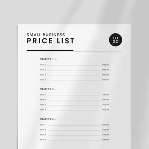 Minimalist Price List Template Simple Salon Pricing Canva - Etsy Canada
