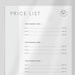 Modern 1 Page Basic Price List Template | Simple Price List | Minimal ...