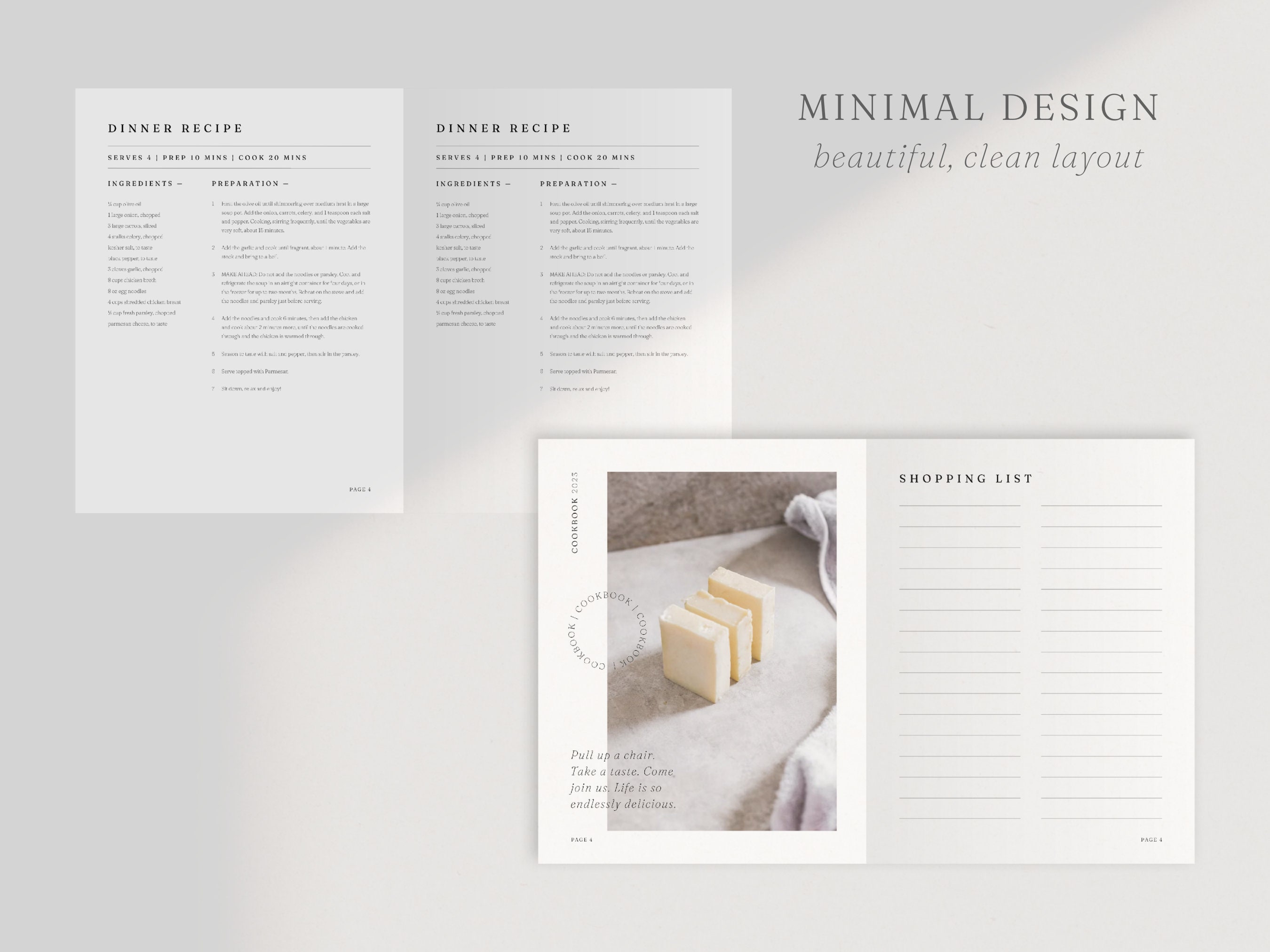 Minimal Cookbook Template Canva Simple Recipe Book Editable Cookbook ...