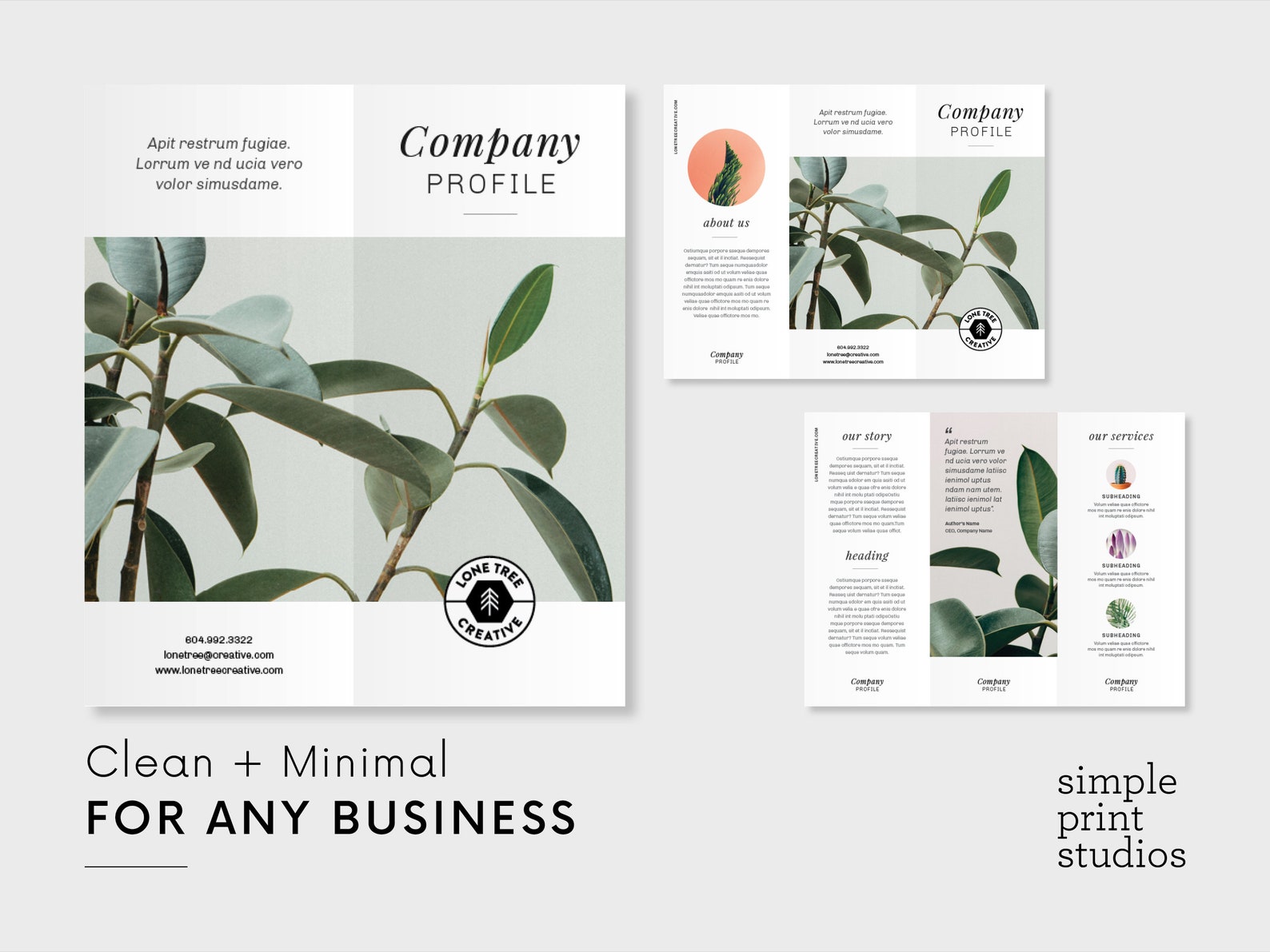 Minimal Trifold Brochure Template: Editable Canva & Indesign - Etsy