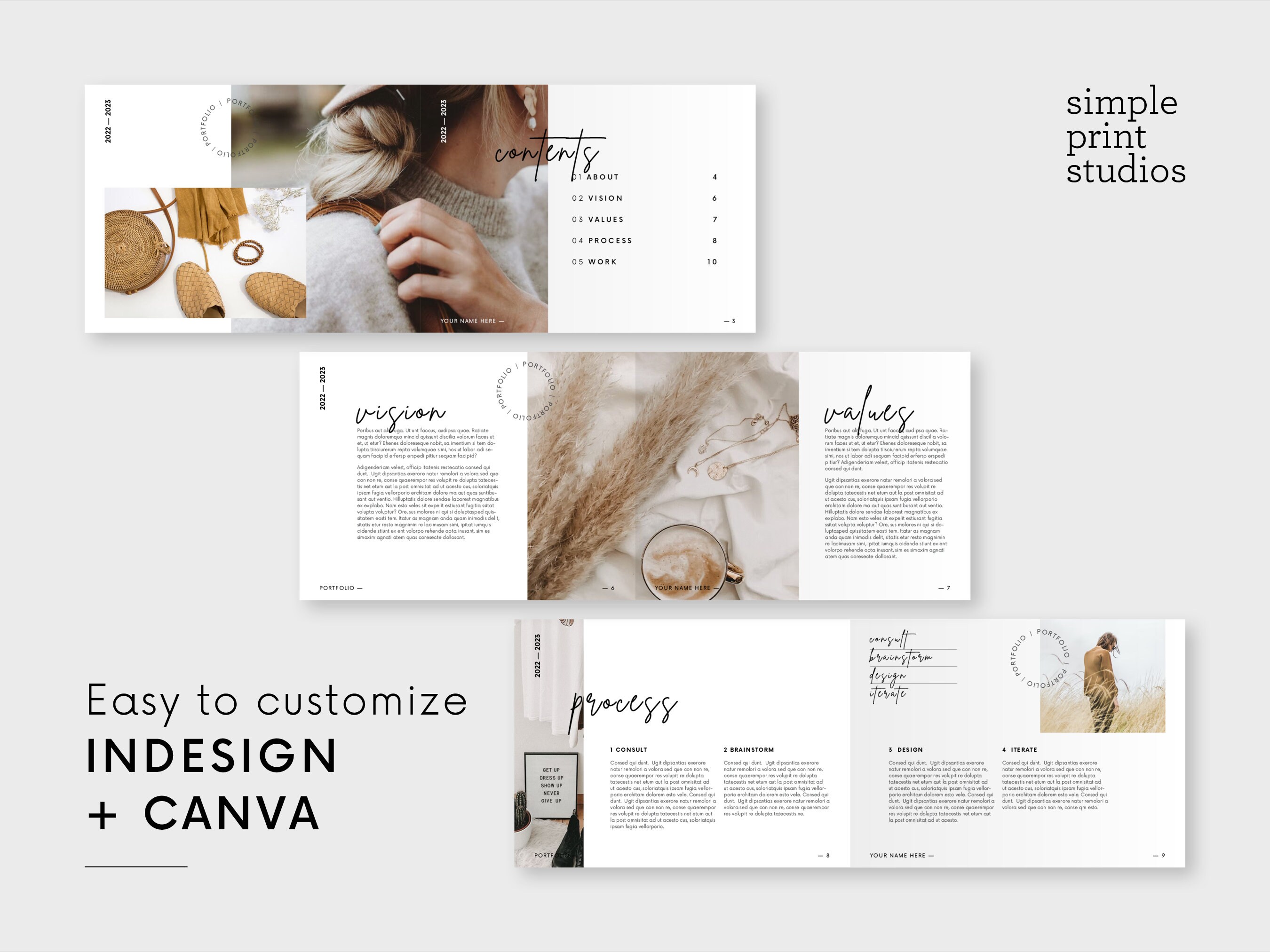 Minimal Design Portfolio Template | Canva & Indesign | Creative Boho ...