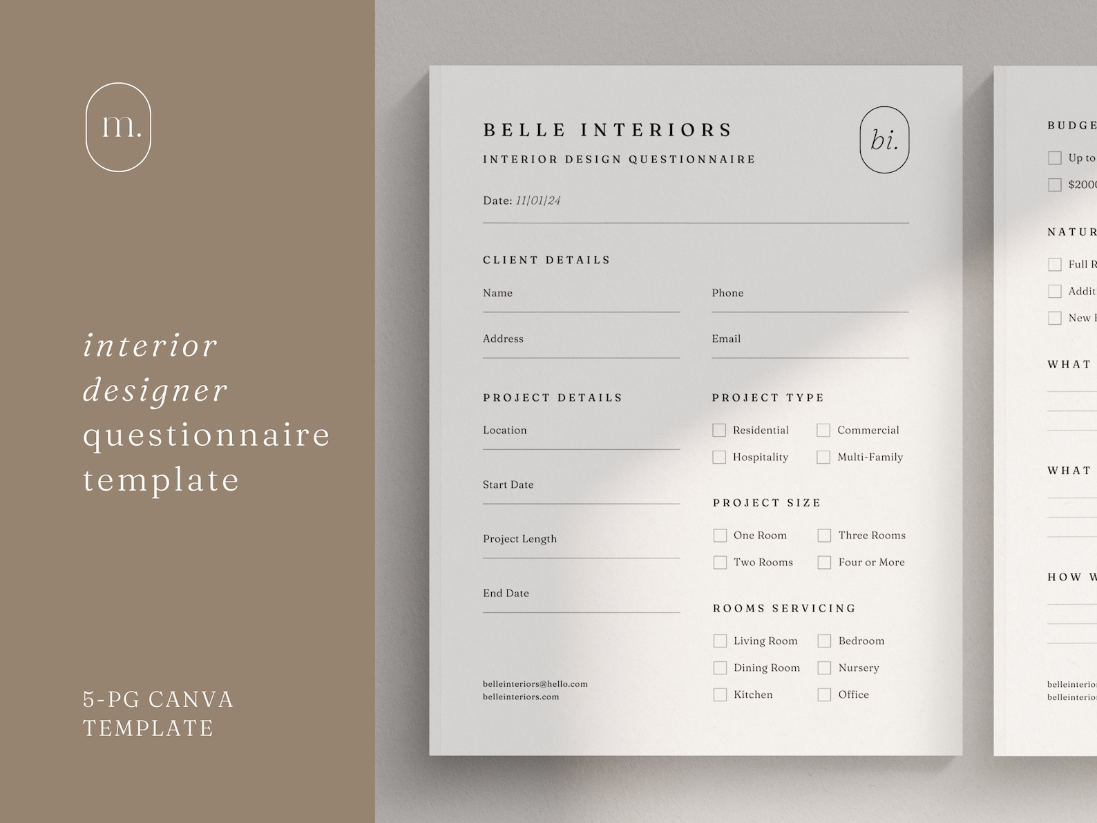 Interior Designer Client Questionnaire Template Onboarding - Etsy Canada