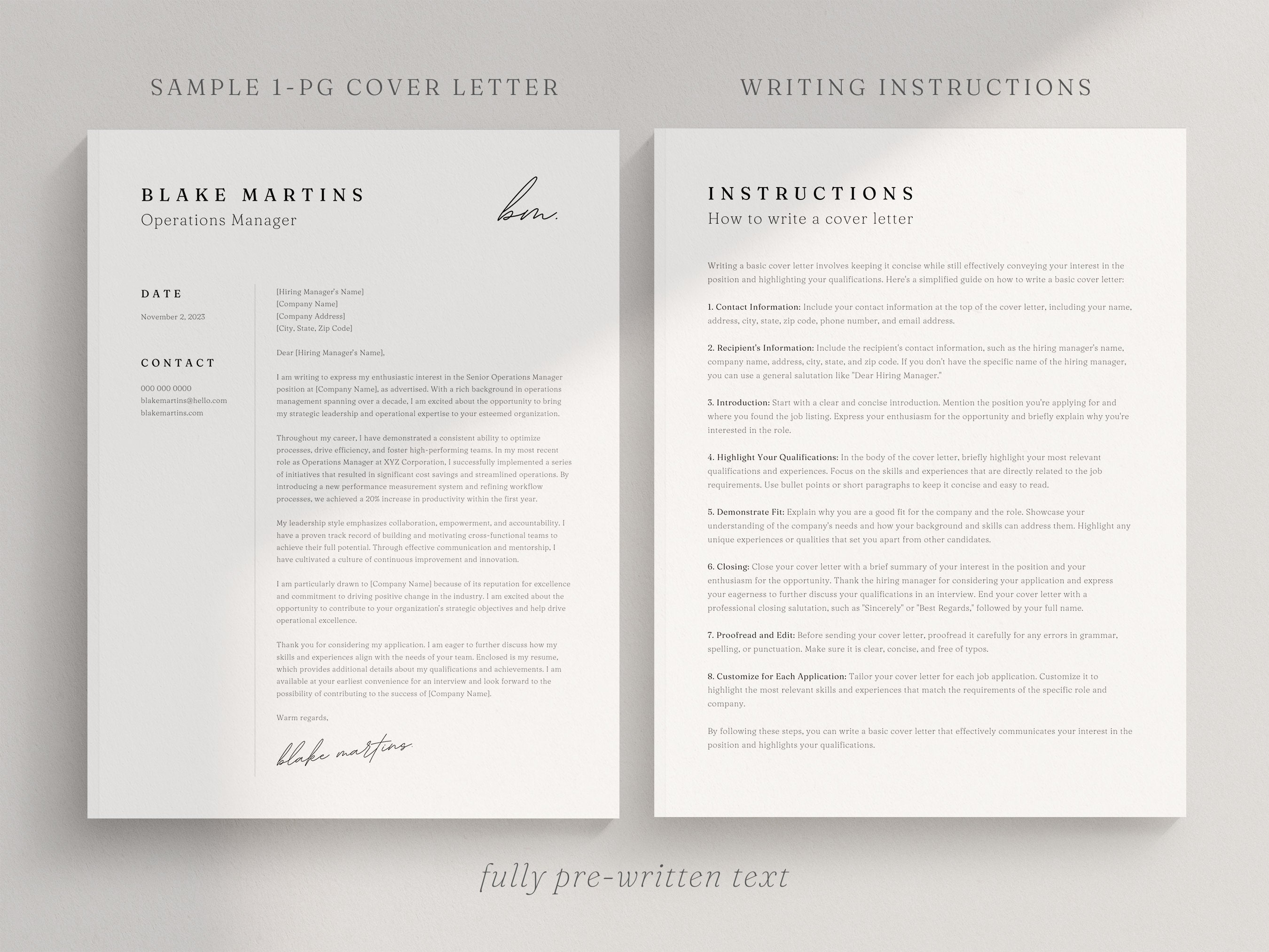 Simple Cover Letter Template: Minimalist Canva Design (US Letter & A4 ...