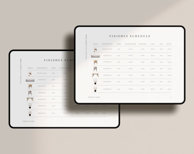 Interior Design FF&E Schedule Template | Furniture and Finishes ...