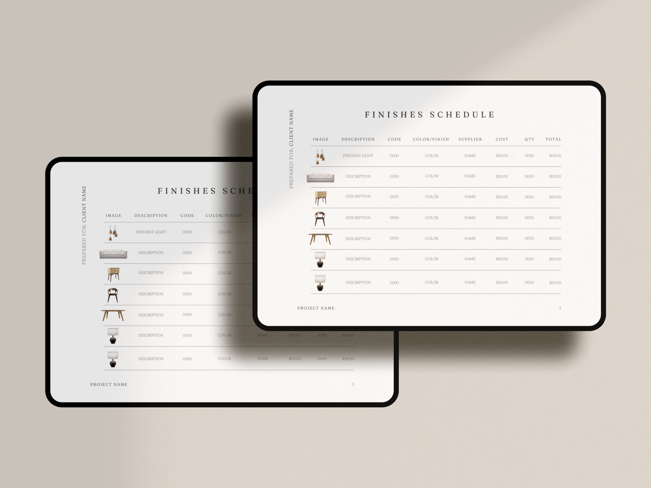 Interior Designer Finishes Schedule Template: Canva FF&E (US Letter) - Etsy