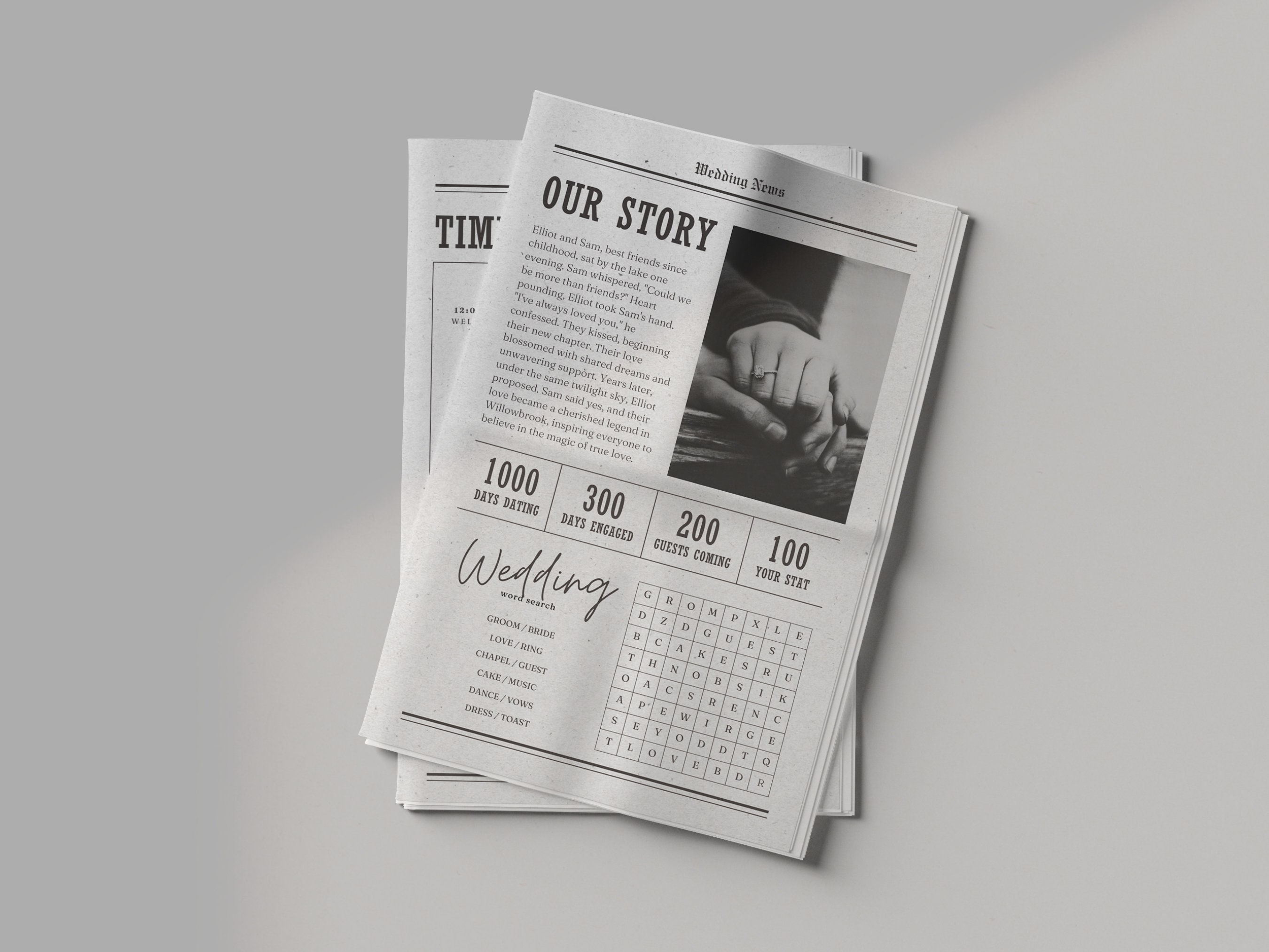 Modern Wedding Newspaper Template: Canva Wedding Program (digital ...