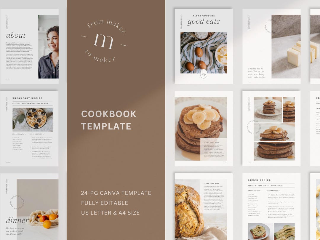 Canva Cookbook Template | Modern Recipe Book | Digital Cook Book ...