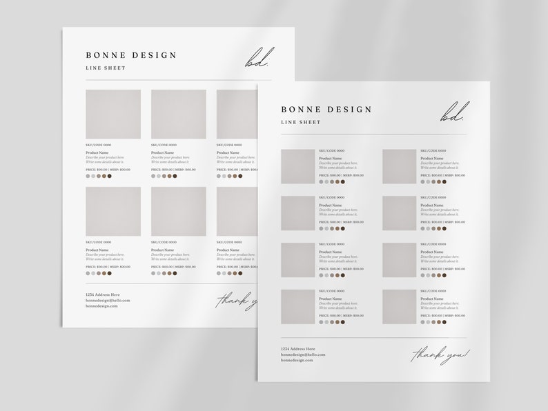 Minimalist Line Sheet Template: Wholesale Product Catalog (canva ...