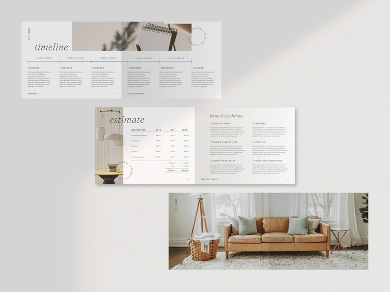 Interior Design Proposal Minimalist Canva Template Client Presentation Estimate Template ...