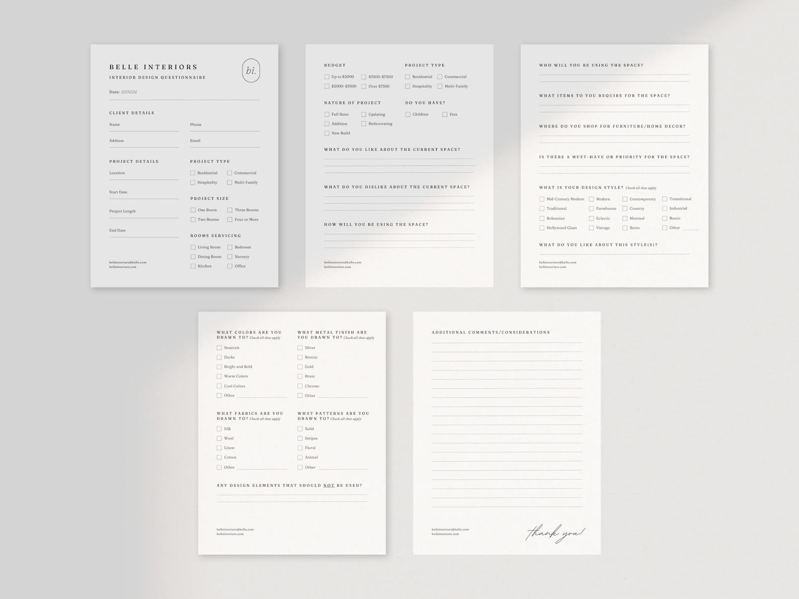 Interior Designer Client Questionnaire Template: Minimalist Design ...
