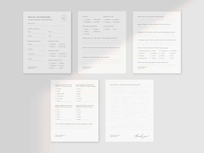 Interior Designer Client Questionnaire Template: Minimalist Design ...