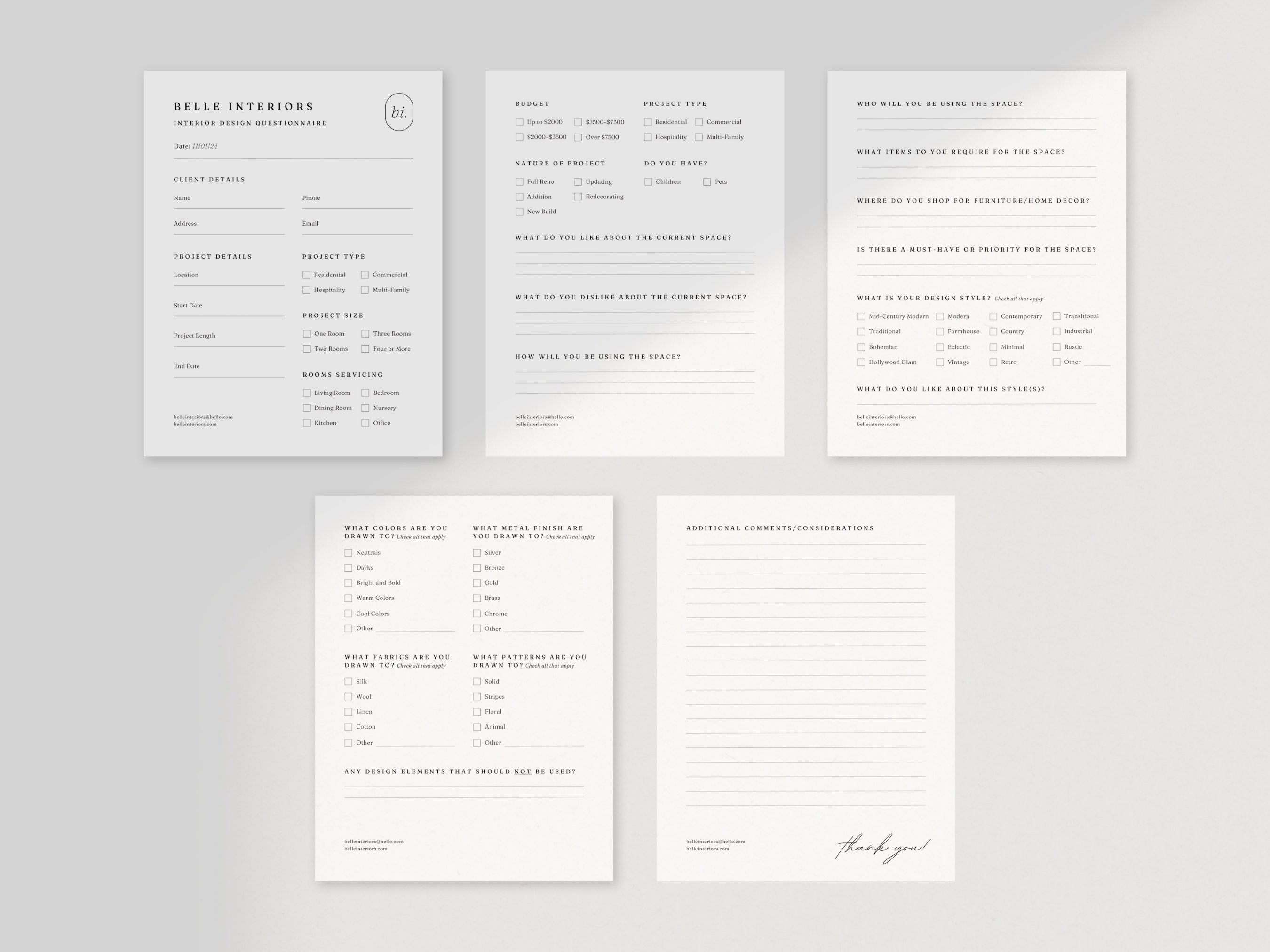 Interior Designer Client Questionnaire Template: Minimalist Design ...