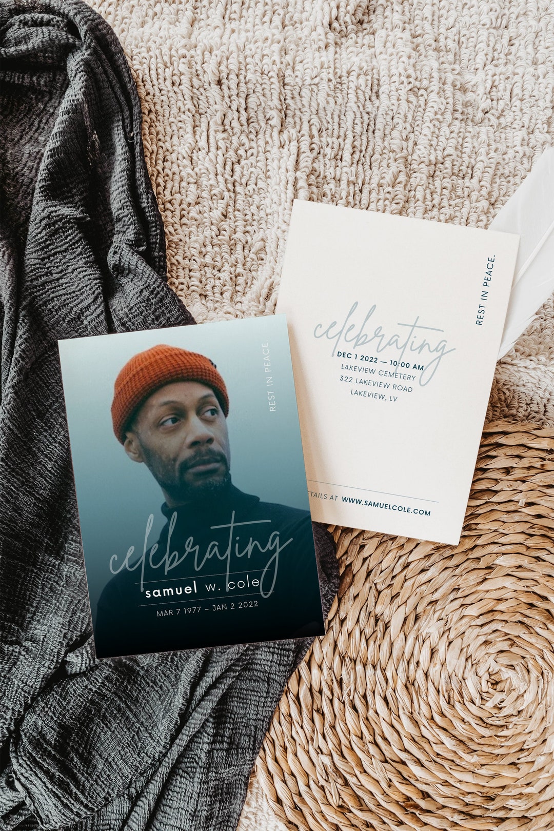 Minimal Funeral Program Template Canva Funeral Template - Etsy