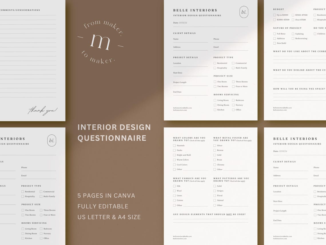 Interior Designer Client Questionnaire Template: Minimalist Design ...