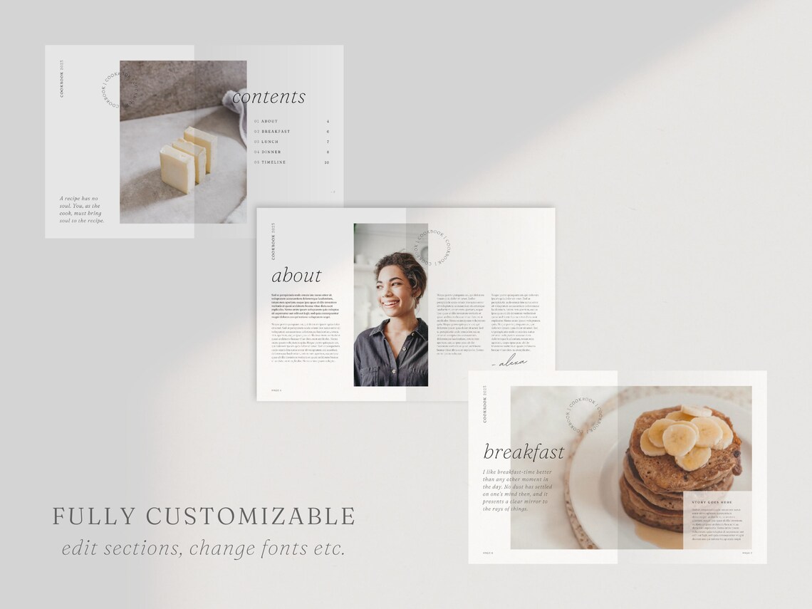 Minimal Cookbook Template: Simple Recipe Book (canva Editable) - Etsy
