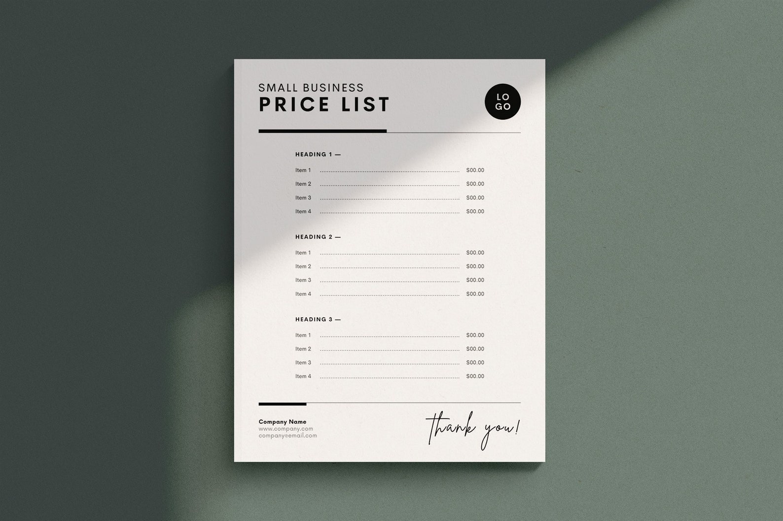 Minimalist Price List Template | Simple Salon Pricing | Canva Pricing ...