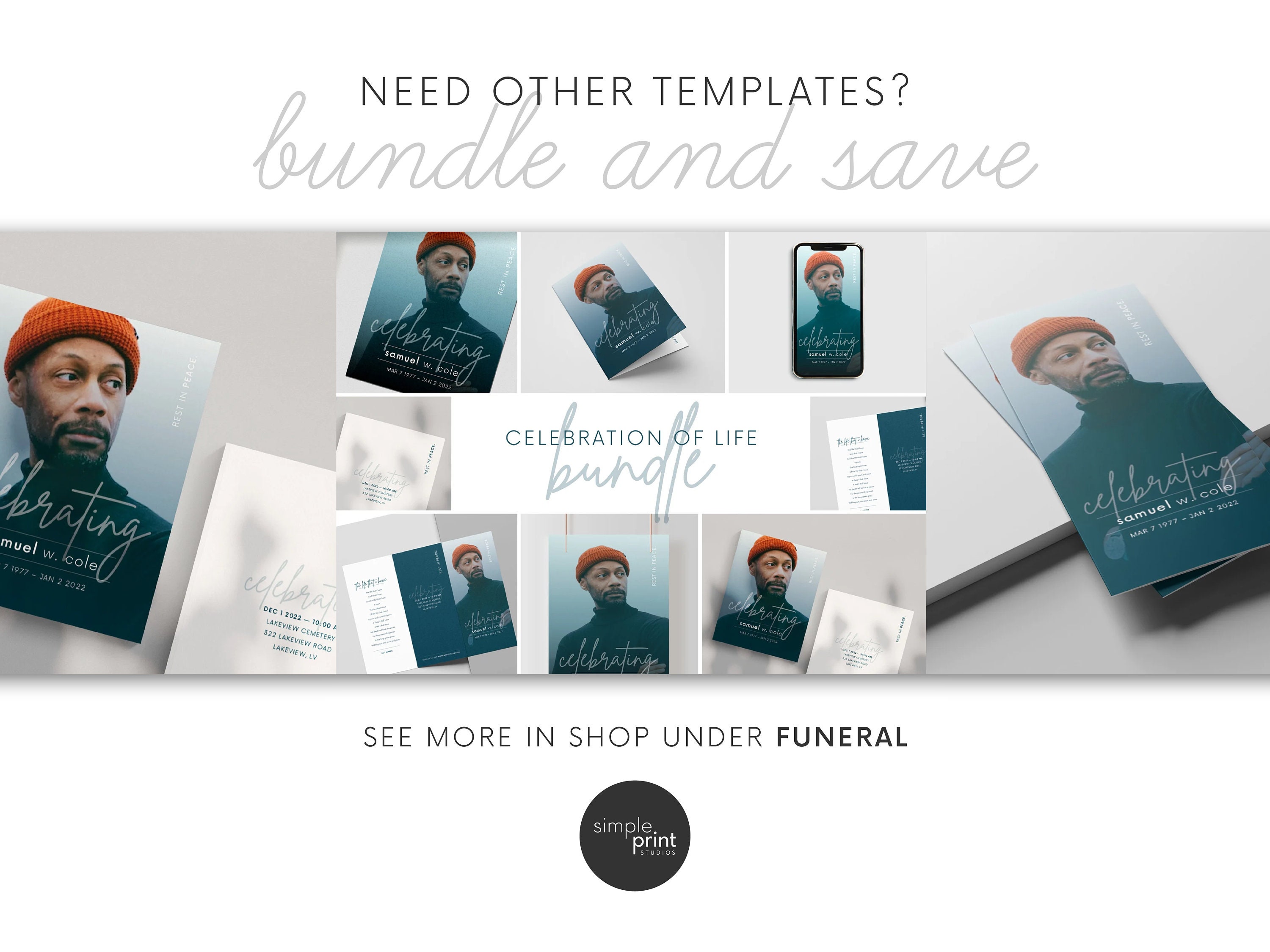 Minimalist Funeral Program Template Simple Funeral Invitation Order of ...