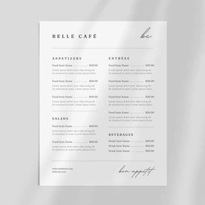 Minimalist Restaurant Menu Template: Simple Cafe Design (canva, US ...