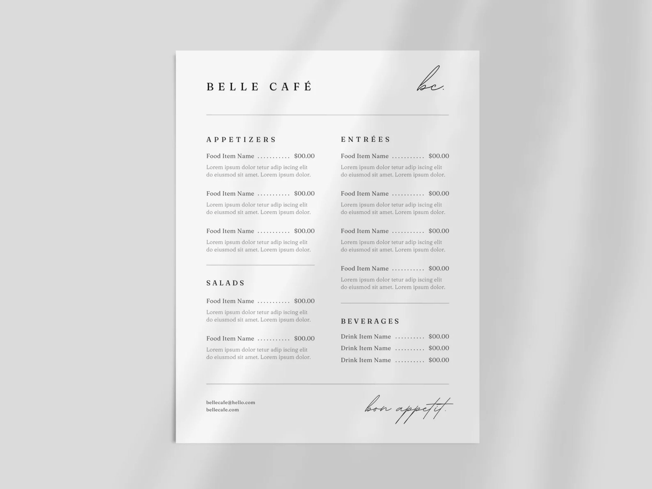 Minimalist Restaurant Menu Template: Simple Cafe Design (canva, US ...