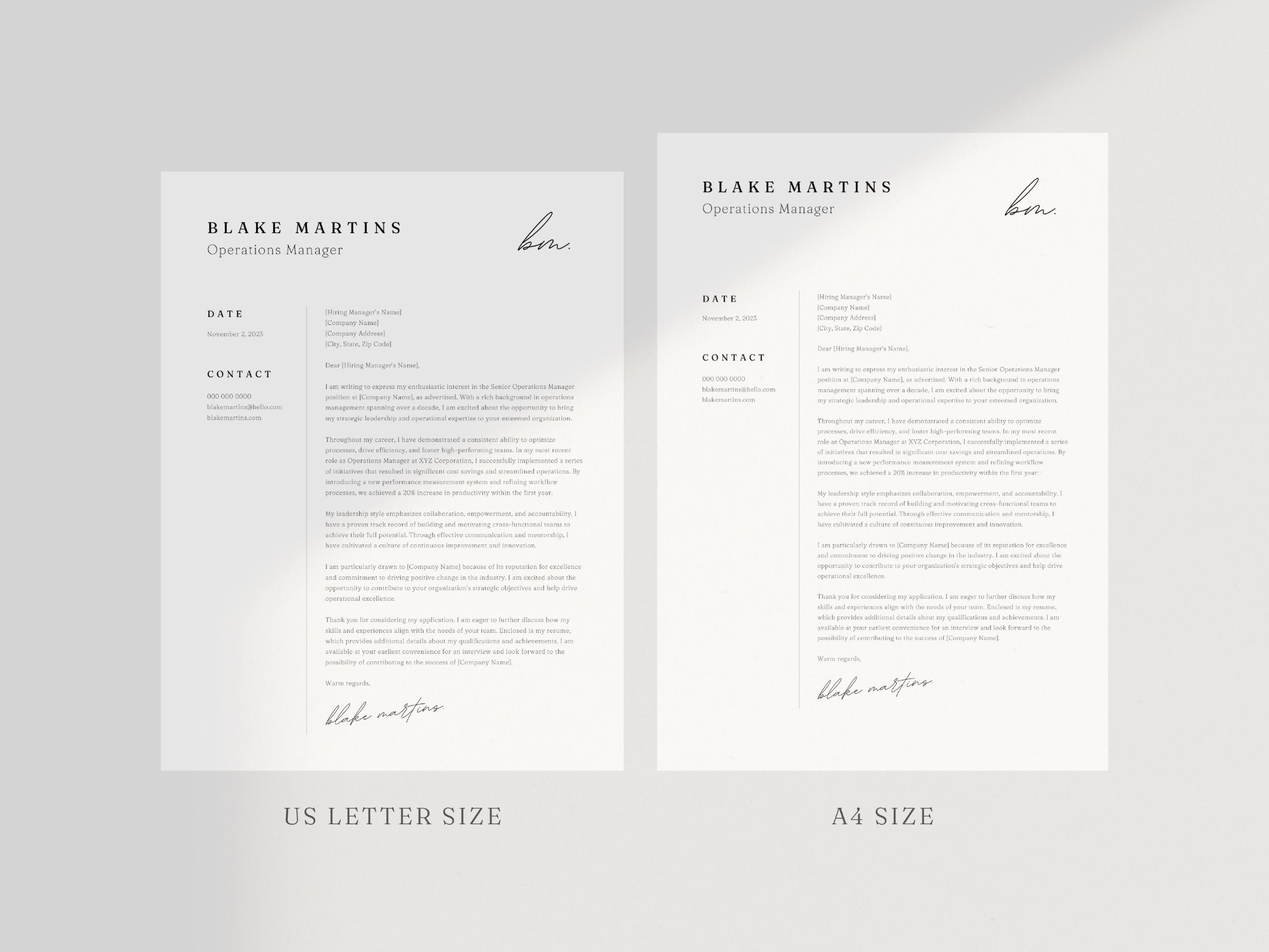 Simple Cover Letter Template: Minimalist Canva Design (US Letter & A4 ...