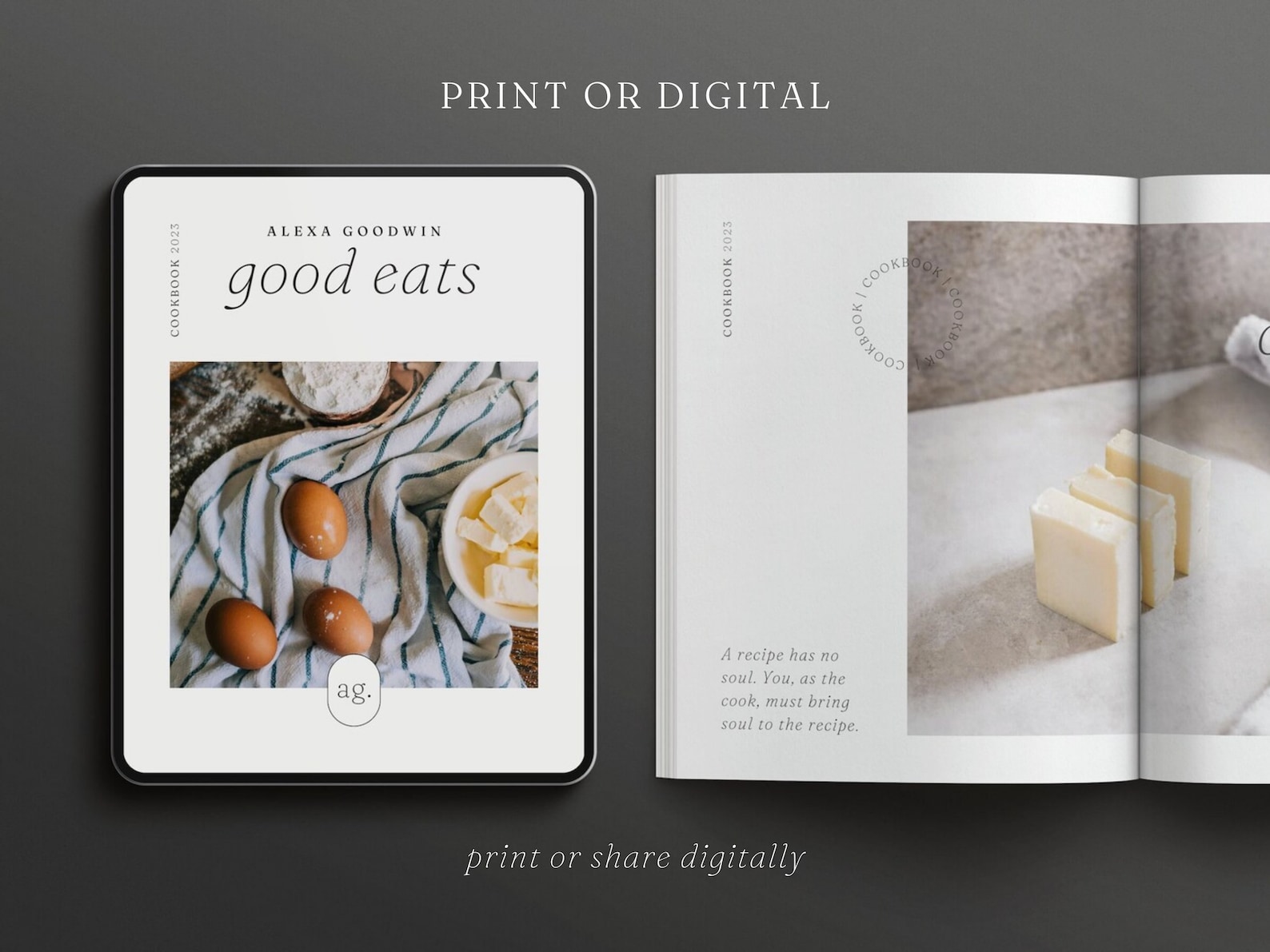 Minimal Cookbook Template Canva Simple Recipe Book Editable Cookbook ...