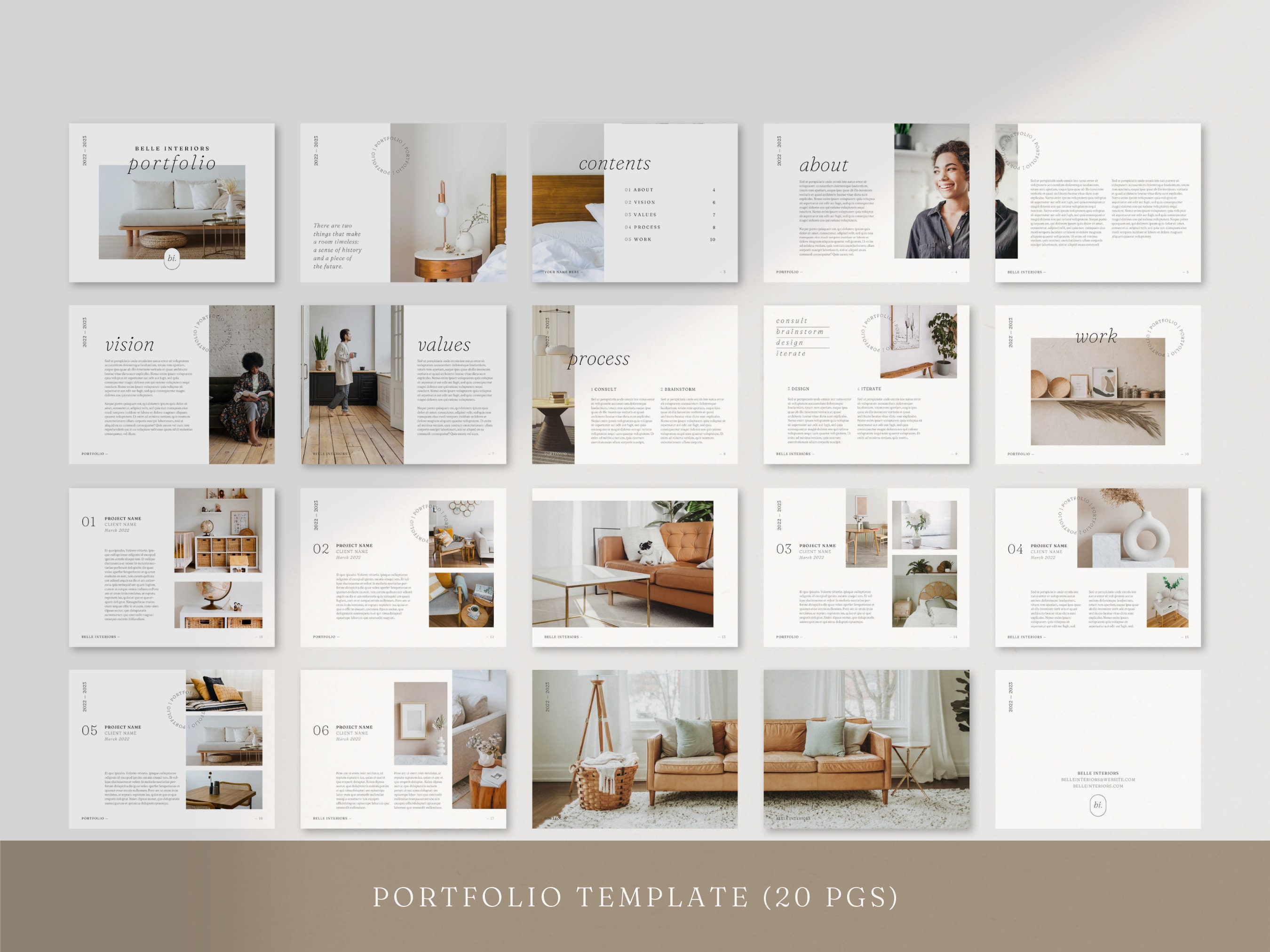 Minimalist Interior Designer Bundle Canva Template Set Interior Design Onboarding Presentation ...