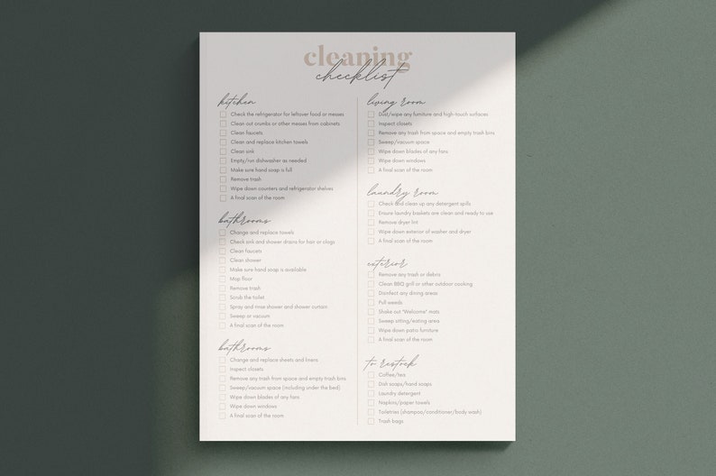 Cleaning Checklist Template: Editable Residential Cleaning Form (canva ...