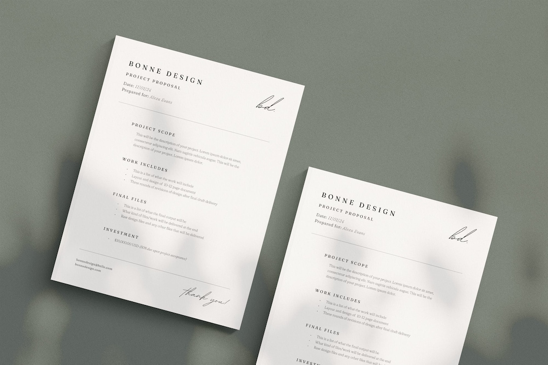 Minimalist Project Proposal Template: Simple Design (canva Files) - Etsy