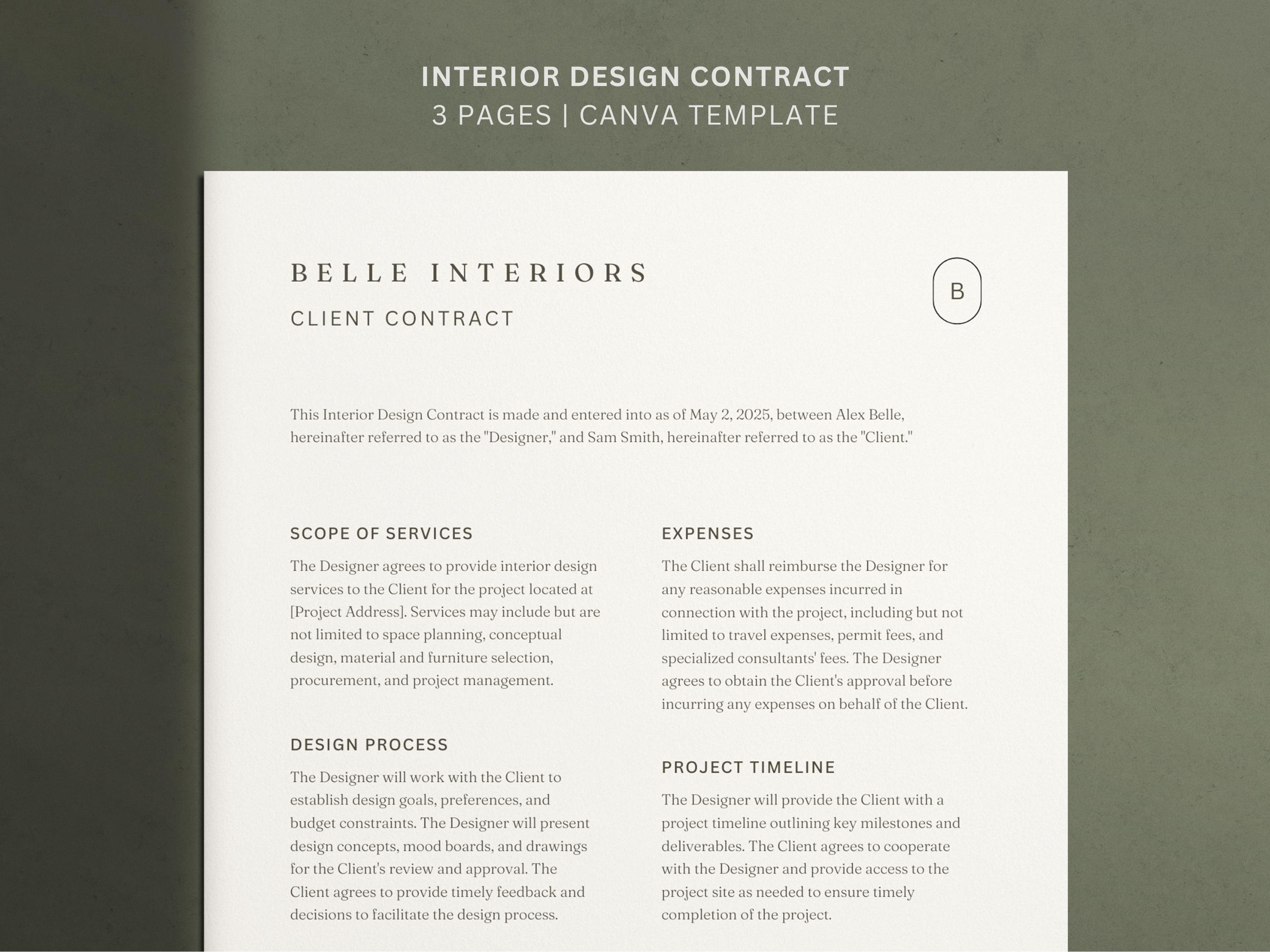 Interior Designer Contract Template | Interior Design Client Contract ...