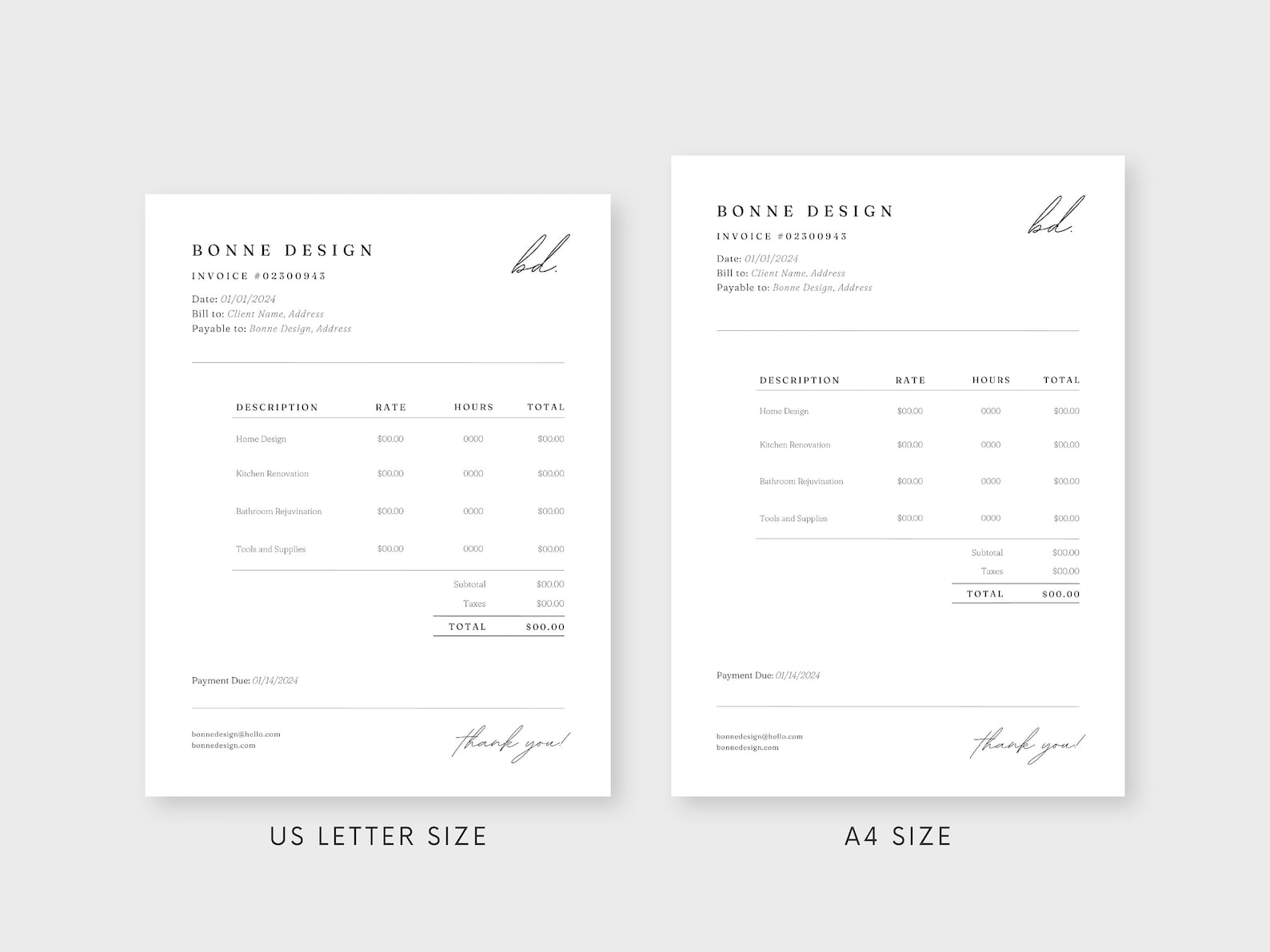 Minimal Invoice Template Canva | Printable Invoice Template Small ...