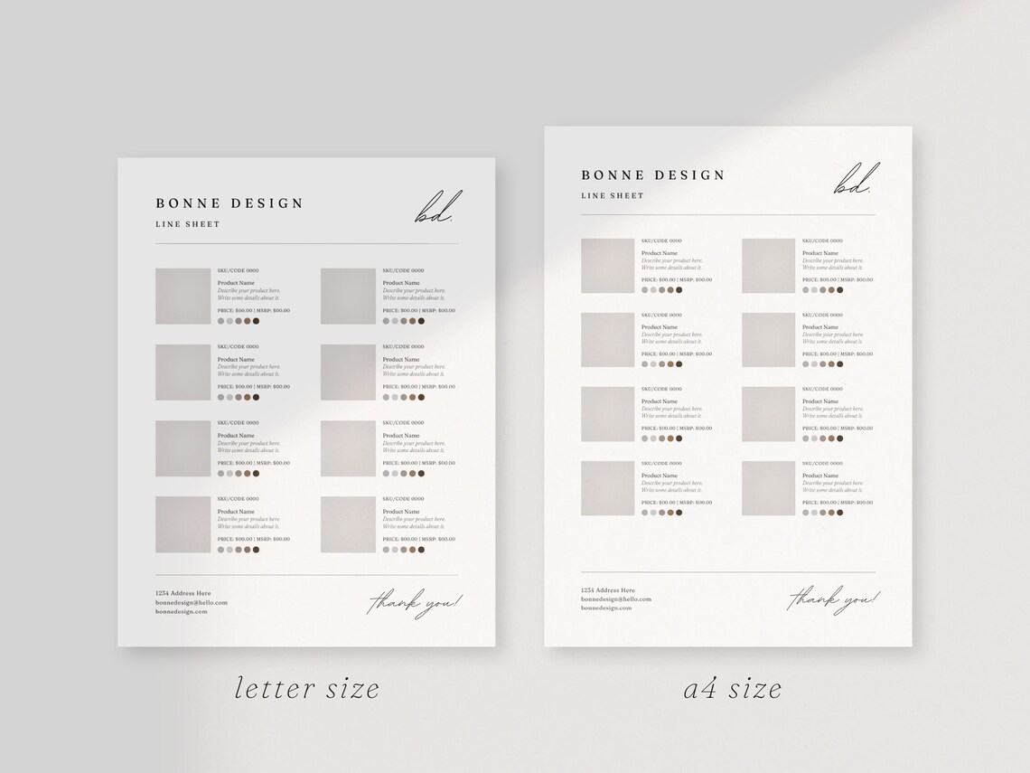 Minimalist Line Sheet Template: Wholesale Product Catalog (canva ...