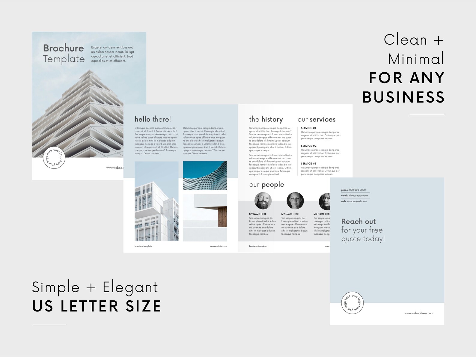Minimal Bifold Brochure Template: Editable Canva & Indesign File - Etsy