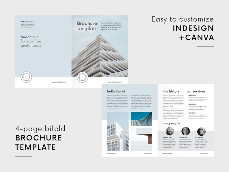 Minimal Bifold Brochure Template: Editable Canva & Indesign File - Etsy