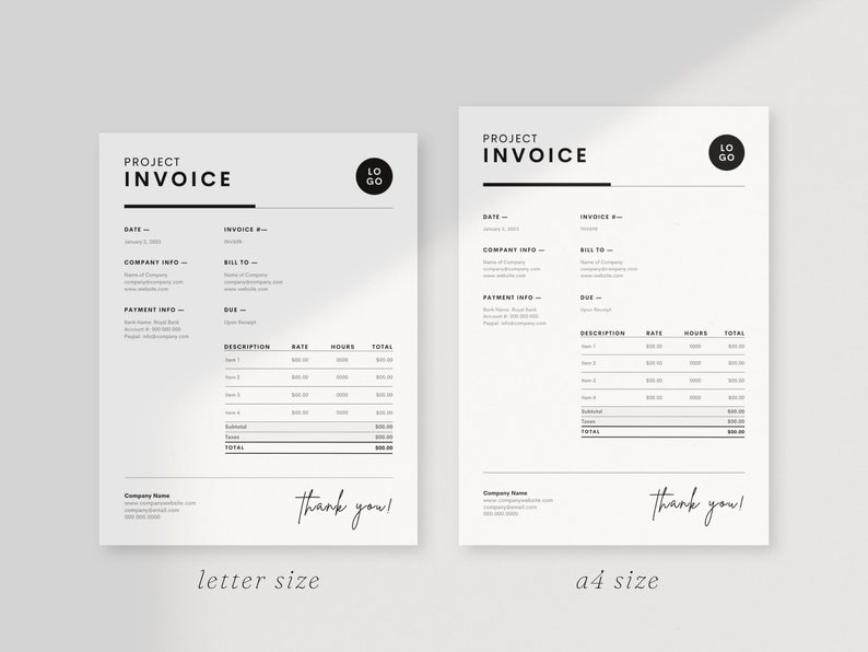 Minimalist Project Invoice Template: Small Business Receipt (canva ...
