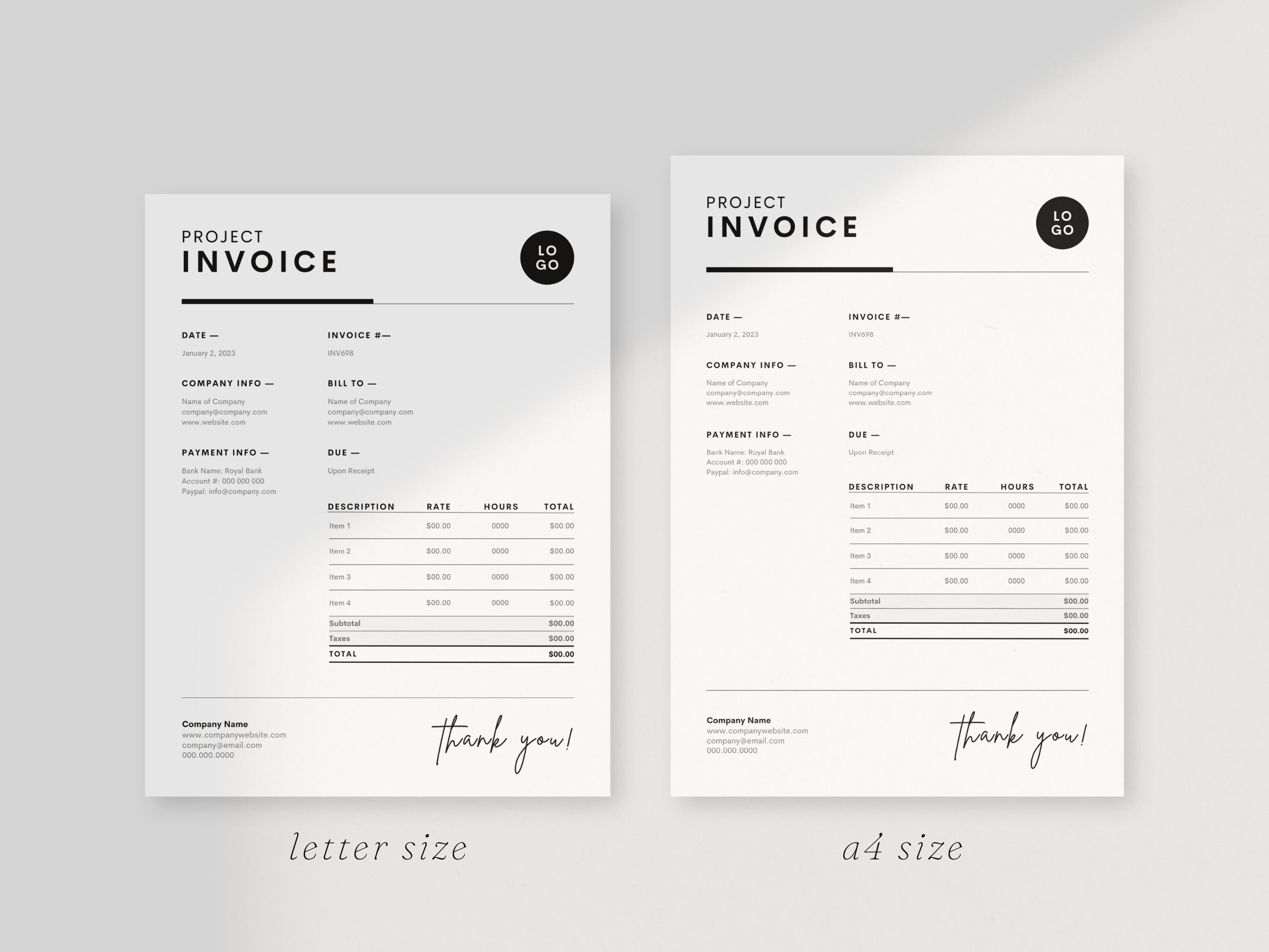 Minimalist Project Invoice Template: Small Business Receipt (canva ...