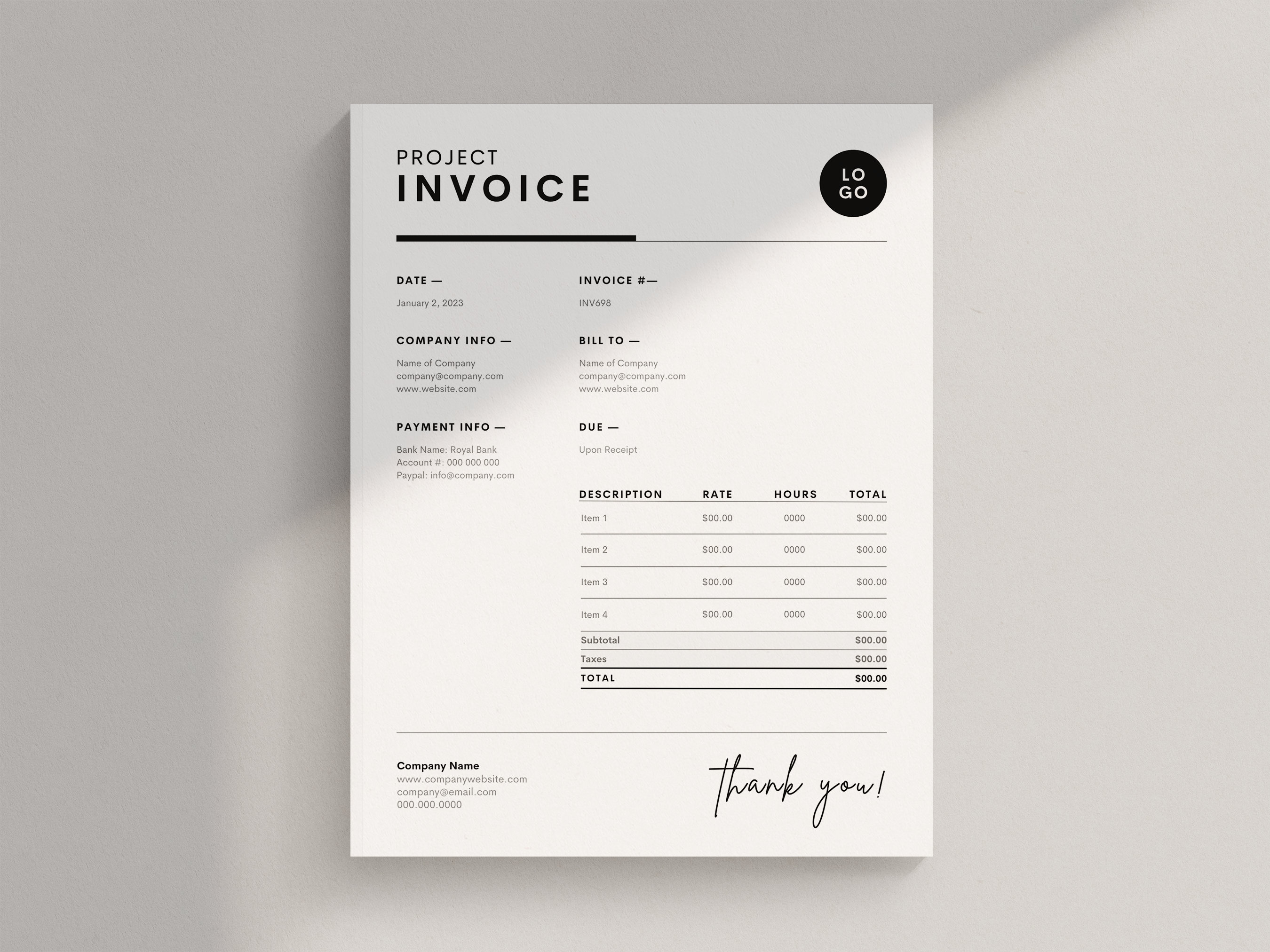 Minimalist Project Invoice Template: Small Business Receipt (canva ...